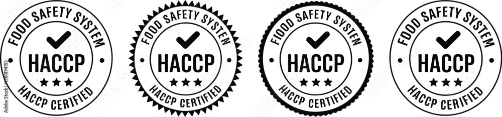 Haccp certified food safety system vector icons for quality assurance ...