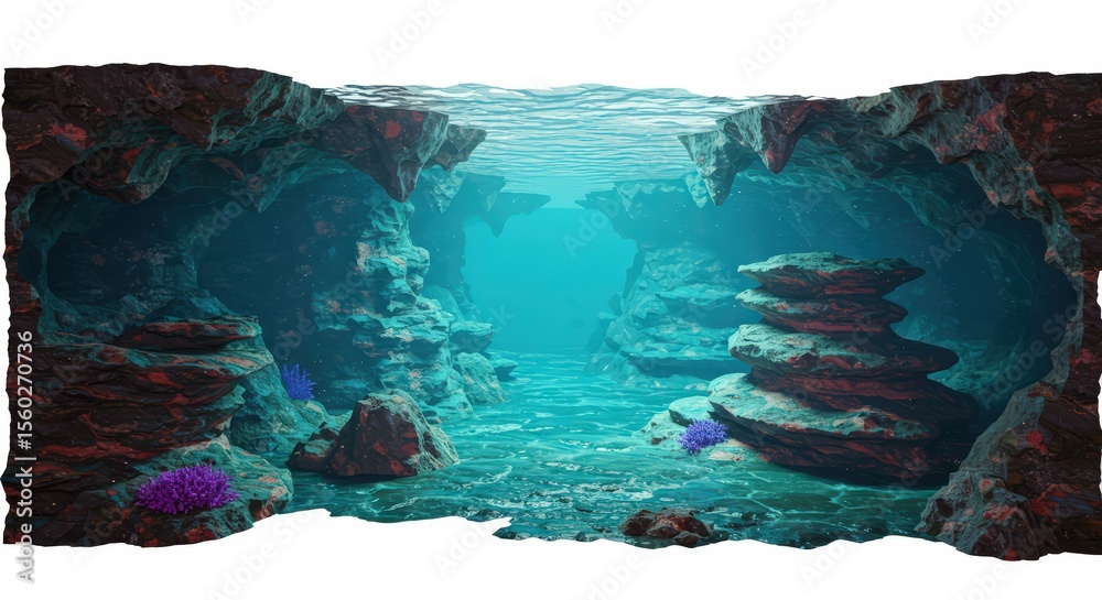 Submerged Grotto: An Underwater Cave System Stock Illustration | Adobe ...