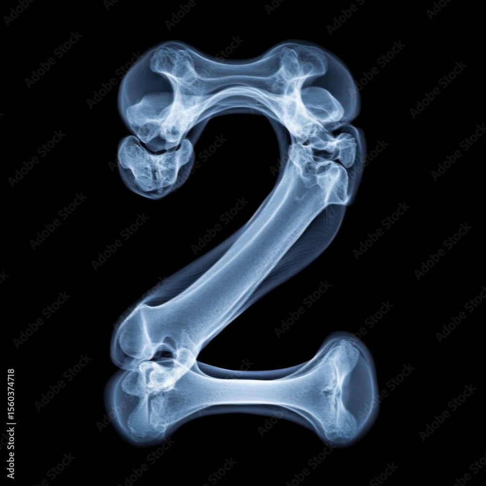 Stock-Illustration „Digit 2 High Contrast XRay Bone Letter Overlays in ...