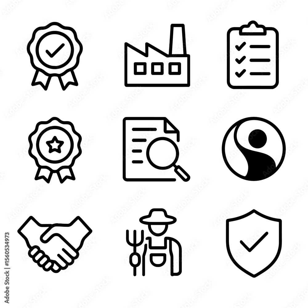 Stock-Vektorgrafik „Ethical Sourcing Icons. Outline icon set of Ethical ...