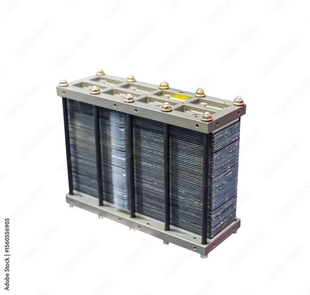 Fuel cell stack isolated on white used for electric energy conversion ...
