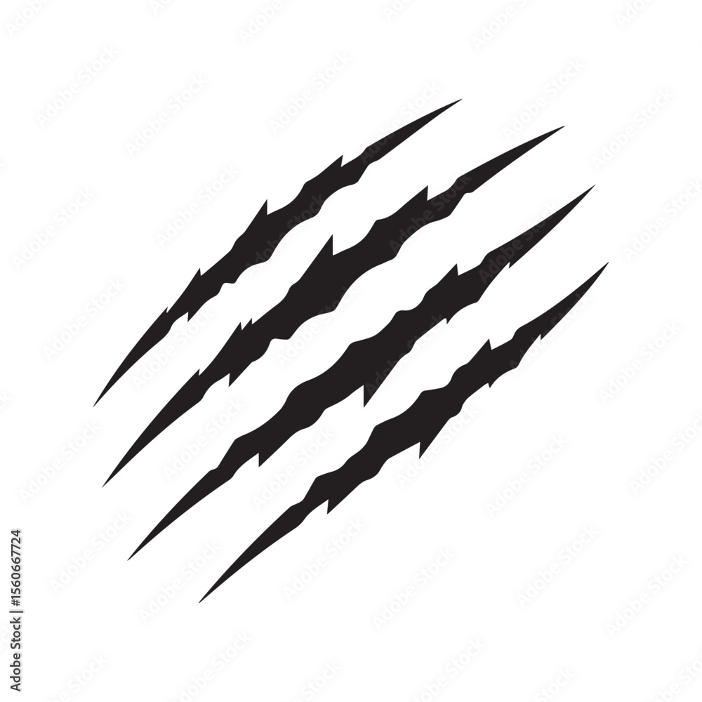 Four Black Claw Marks Streaking Diagonally Across a White Background ...