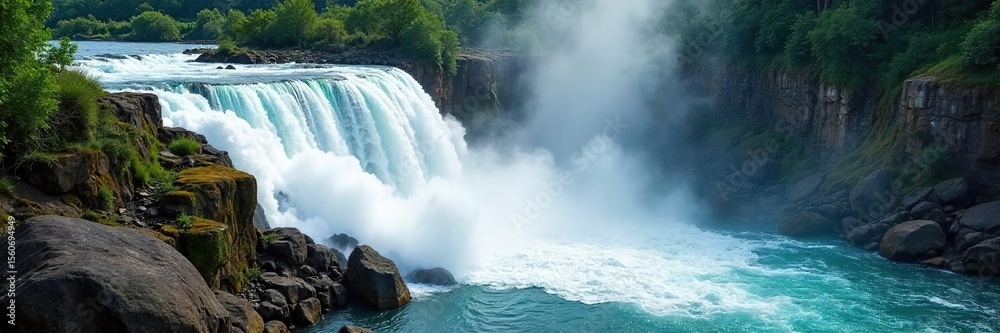 Majestic Waterfall Generating Hydroelectric Power A Powerful Symbol of ...