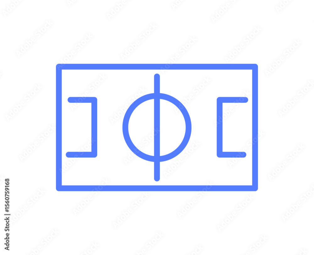 Stock-Vektorgrafik „Soccer field icon, minimal top view layout of ...