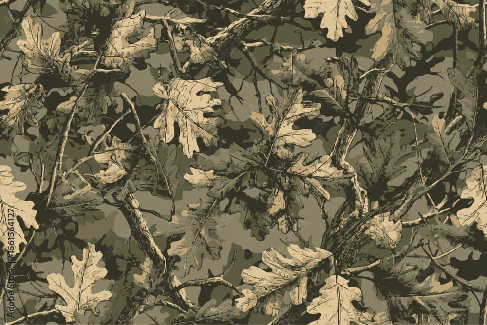 A seamless pattern of camouflage with oak leaves, showcasing the beauty ...