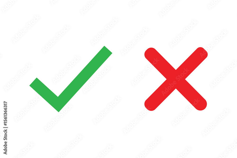 Check mark icons. green check mark and red cross mark icon set. green ...