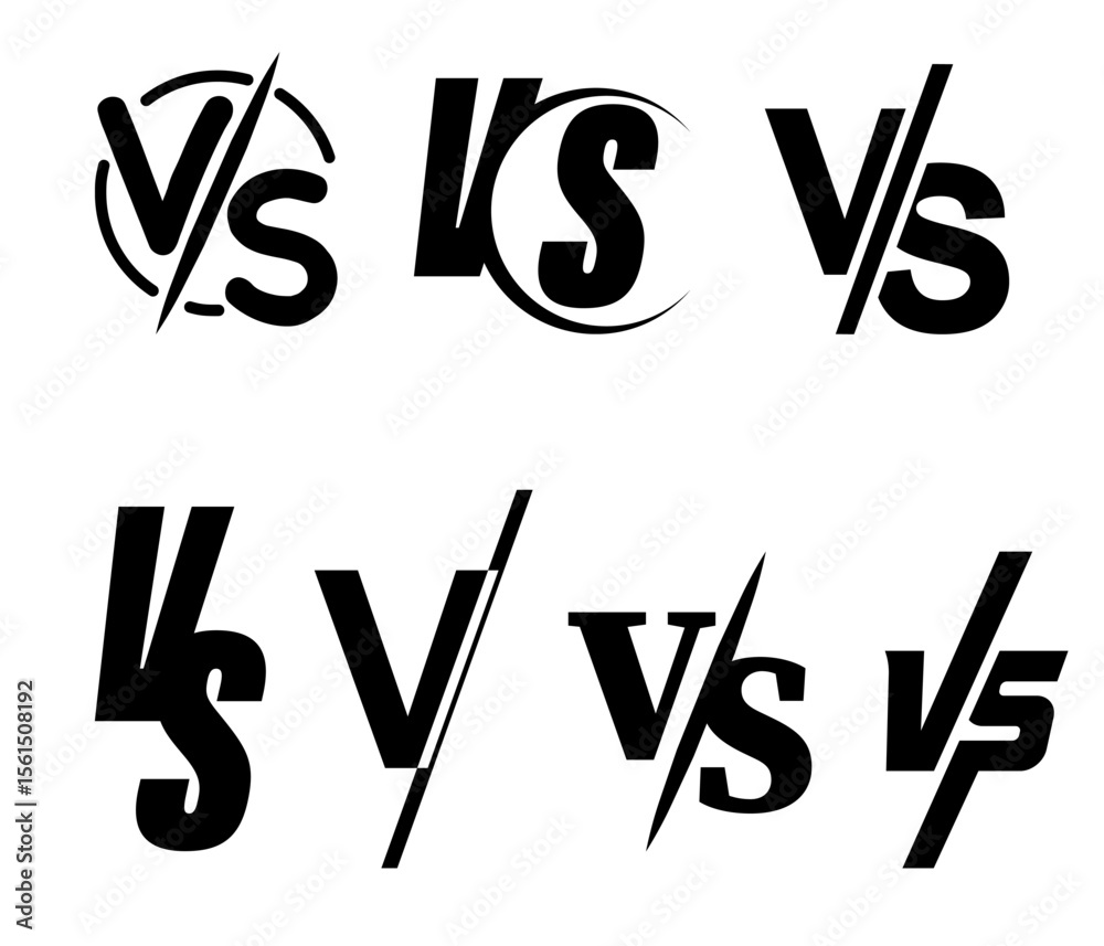 Versus Icons Vector Set | VS Letter Symbols & Battle Match Graphics ...