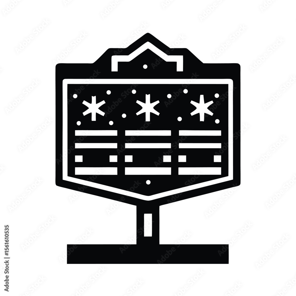 Iconic silhouette representation of a winter weather report sign ...