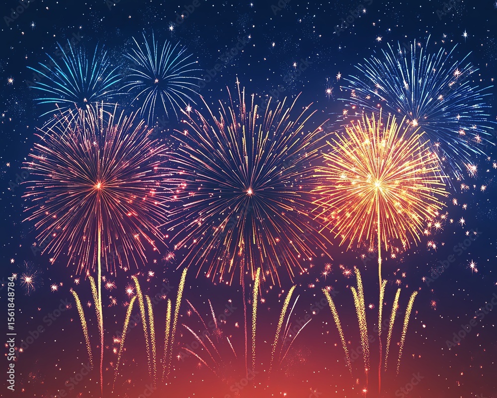 Stock-Illustration „Happy new year 2026 celebration with fireworks and ...