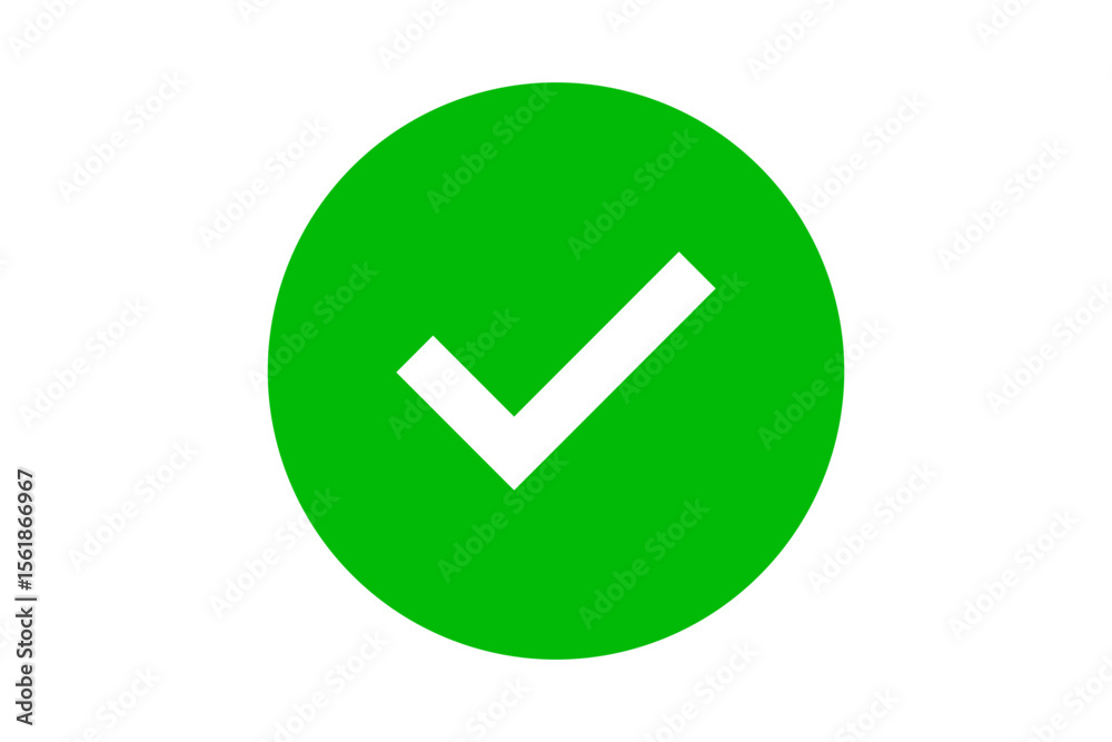 Green circle with a white checkmark symbol isolated on transparent ...