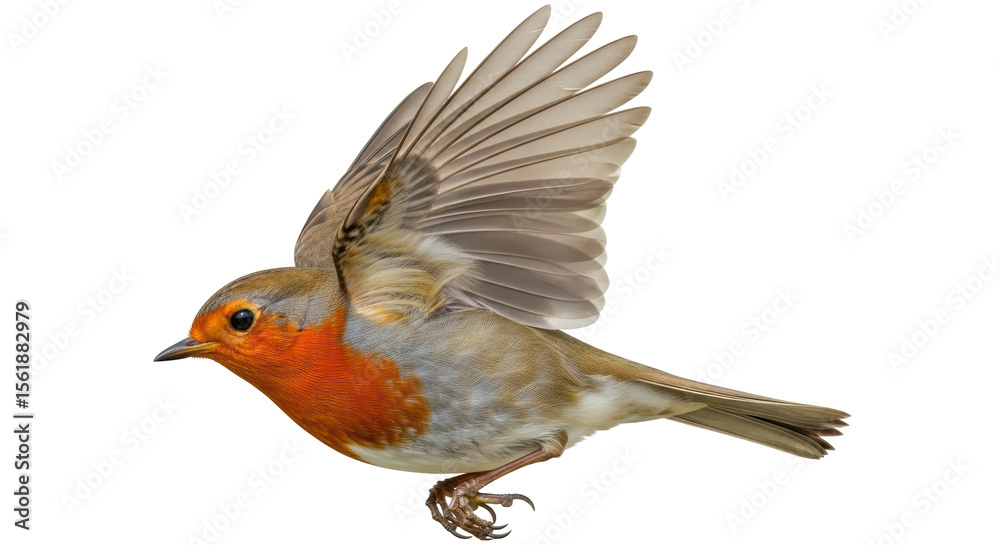 Isolated Robin Bird in Flight Stock Photo | Adobe Stock