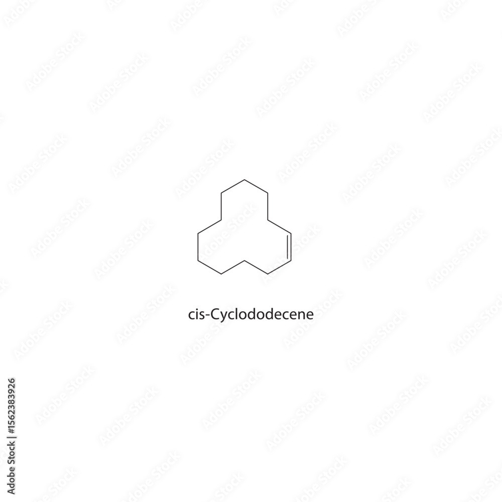 cis-Cyclododecene skeletal structure. Unsaturated cyclic hydrocarbon ...