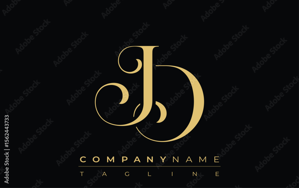JD Abstract Creative Jewelry Logo. A stylish logo featuring golden ...