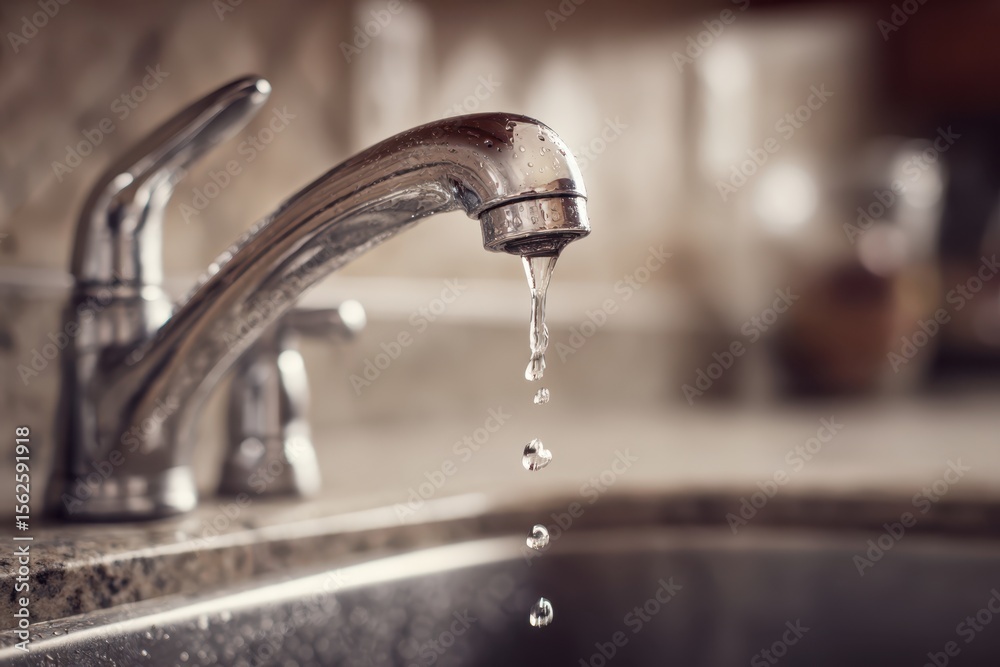 Water Dripping from the Faucet of an Open Kitchen Sink - Water ...