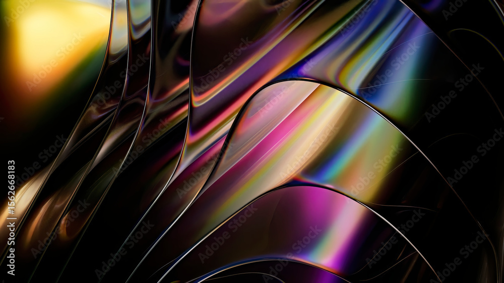 Abstract wavy 3D render of light refractions Stock Illustration | Adobe ...