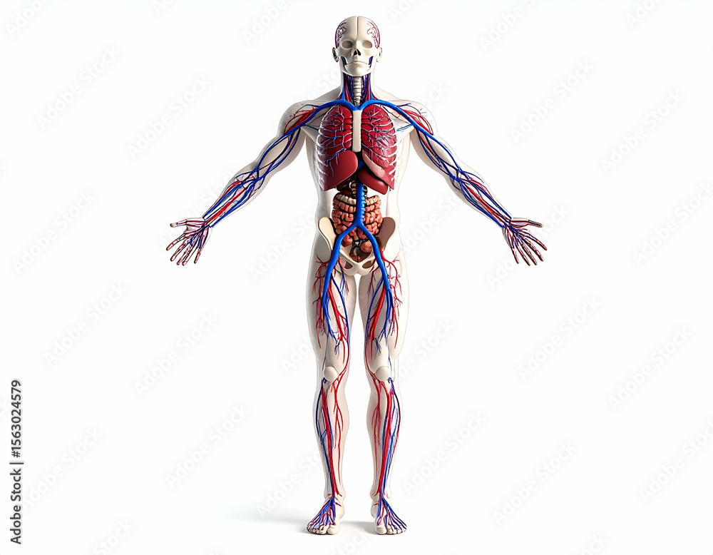 Human Anatomy Circulatory System 3D Model - Full Body View Stock ...