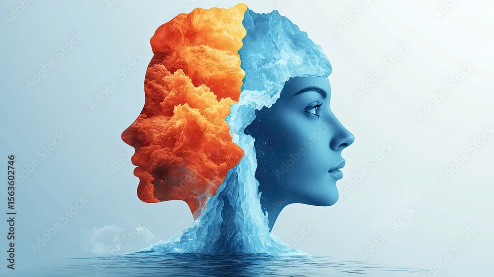 Ilustrace EQ versus IQ concept symbolized by iceberg, illustrating ...