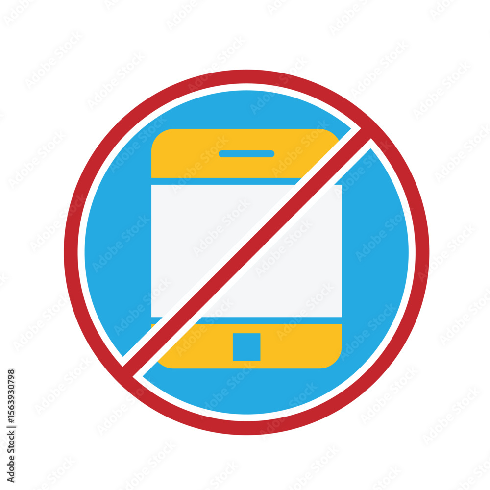 Mindfulness icon. no phone zone. handphone in crossed circle. mental ...