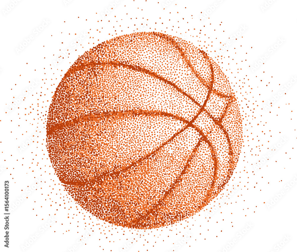 Abstract basketball made of orange dots, digital. Vector illustration ...