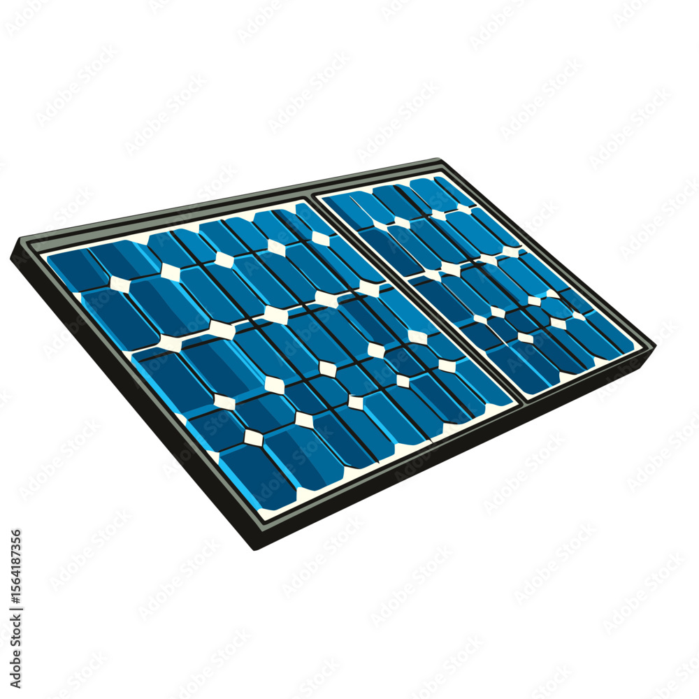 Simple flat cartoon icon of a solar panel designed in 2D vector format ...