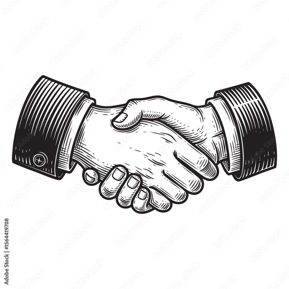 handshake vintage engraving vector illustration Stock Vector | Adobe Stock