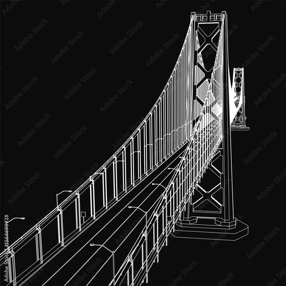 Golden Gate Bridge 3D model showcases its iconic red-orange towers and ...