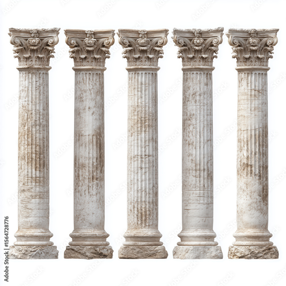 Five Classic Stone Columns, Architectural Detail , PNG isolated cut out ...