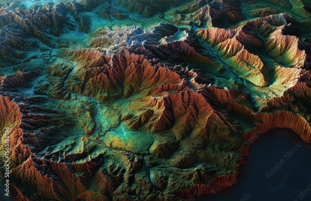 Stock-Illustration „High resolution 3D terrain map of United States ...