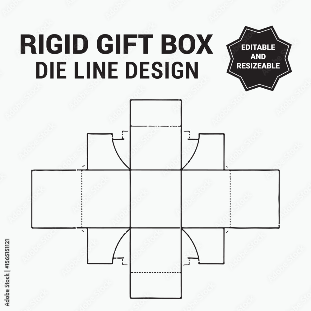 Vector de Stock Rigid Gift Box Dieline Design Medium, rigid gift box ...