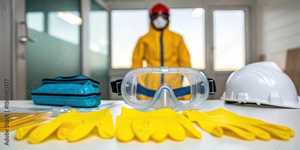 Foto de Stock An inspection of a personal protective equipment PPE kit ...