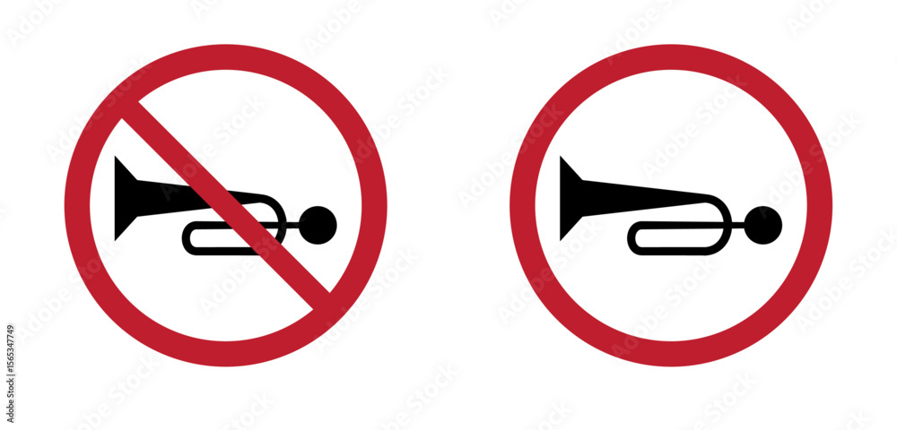 No honking zone traffic sign vector illustration | Mandatory and ...