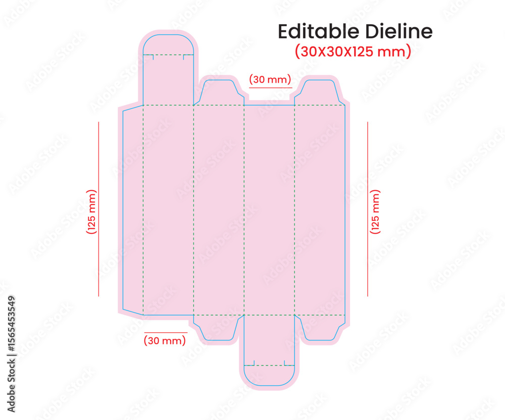 die lines,Dieline Template,box dieline,dieline packaging,30x30x125 ...