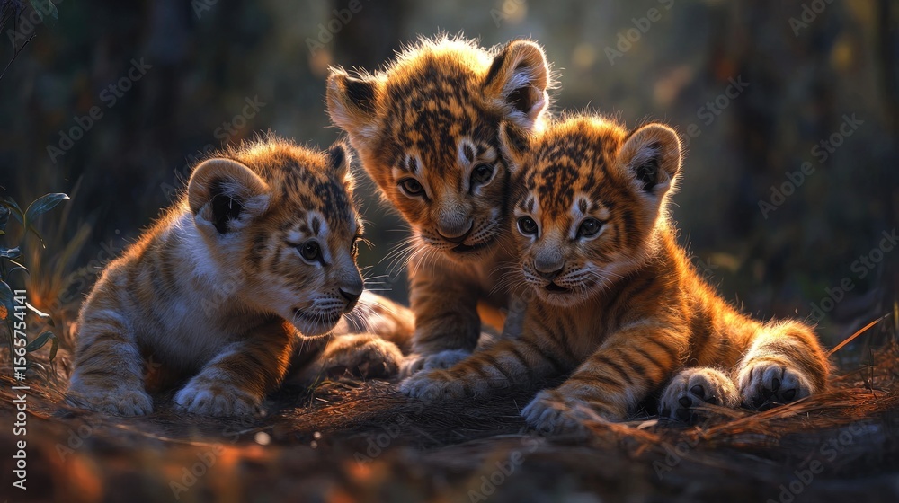 An engaging inspired depiction of image of an Indian lion cub playing ...
