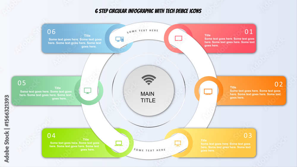 Stock-Vektorgrafik „6 Segment Circular Process Infographic with Device ...