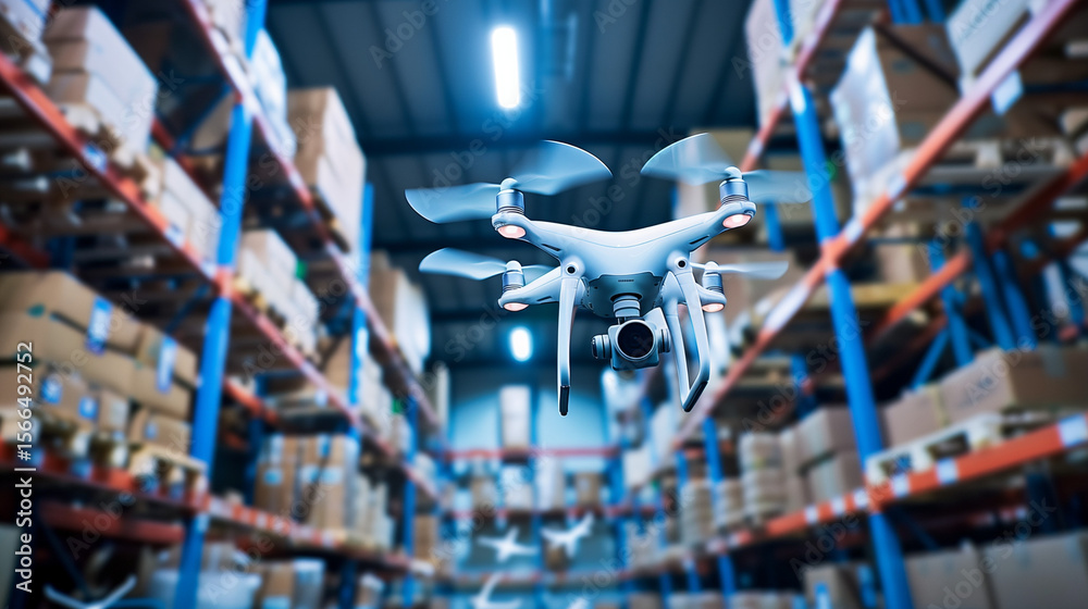 Drone Import Warehouse: Rows of New Drones Ready for Distribution Under ...