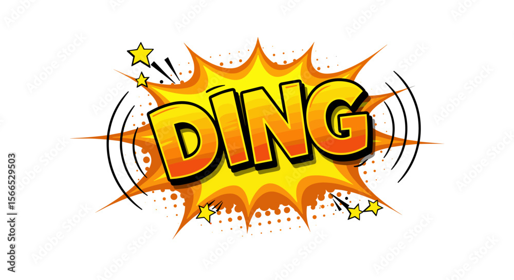 Comic style ding text with explosive action burst - vector illustration ...