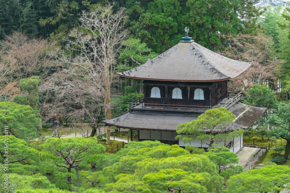 Iconic Silver Pavilion at Ginkaku-ji Temple rises above a sea of ...