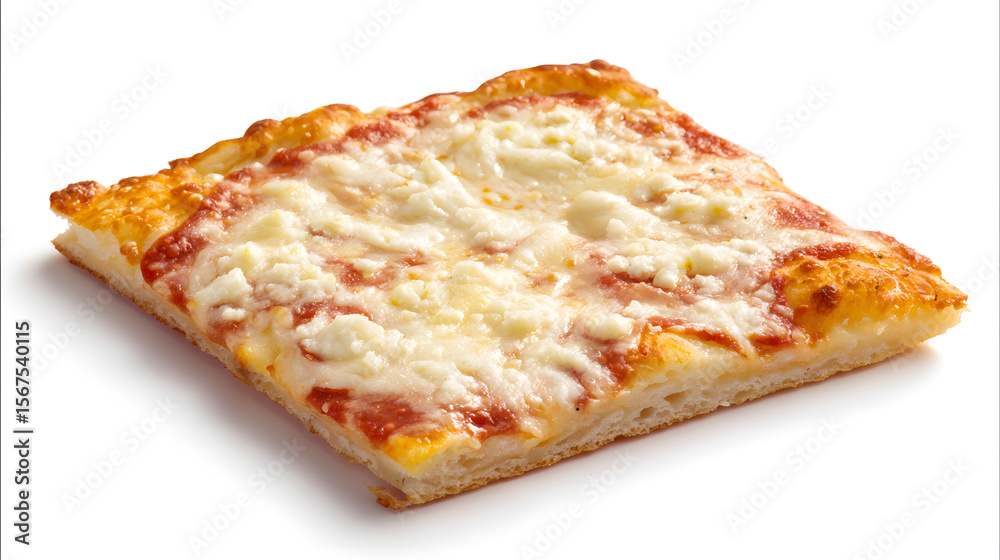 Thick and Airy Square Pizza al Taglio with Cheese and Tomato Sauce on a ...