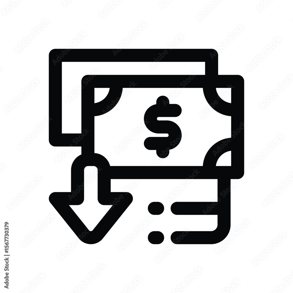 devaluation line icon. Clean and minimalist vector icon for websites ...