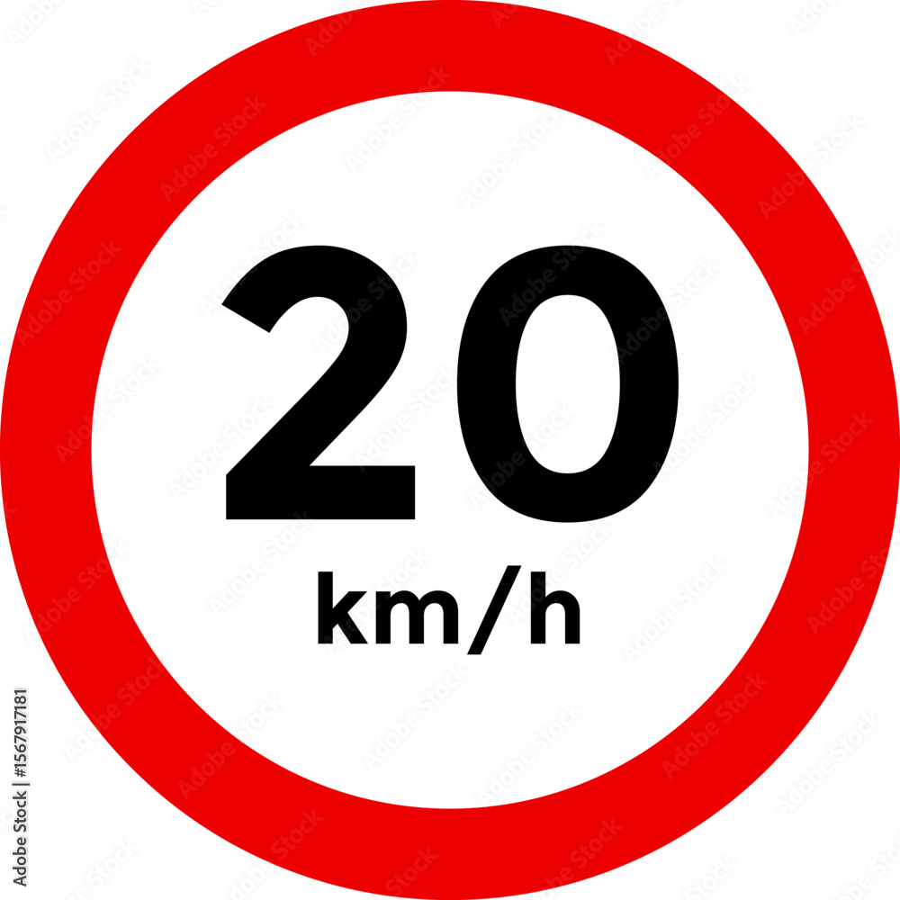 Speed limit sign 20 km h icon. the way forward symbol. depicting speed ...