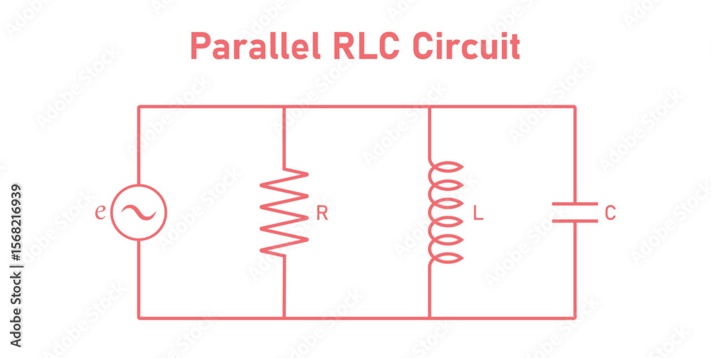 Parallel RLC Circuit Diagram. Inductance Resistor and Capacitor Symbol ...