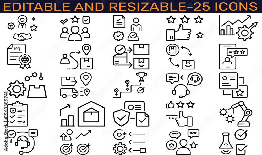 Editable and Resizable Icon Set 25 Business Process Icons for Your ...