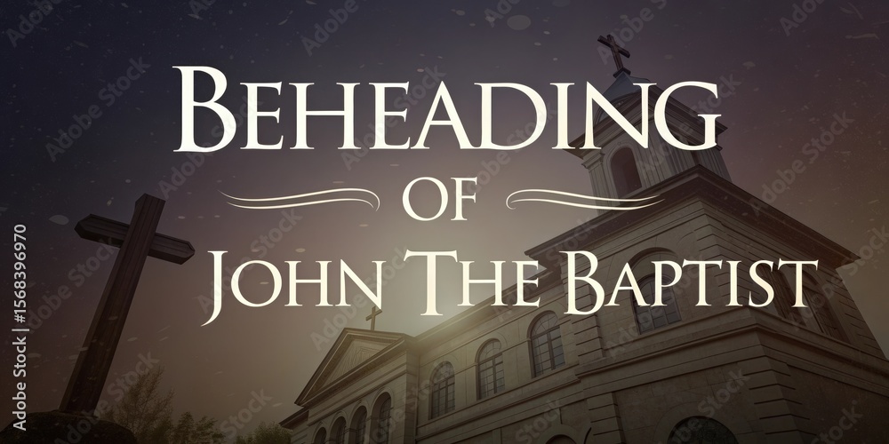 Depiction of the beheading of John the Baptist at an ancient church ...