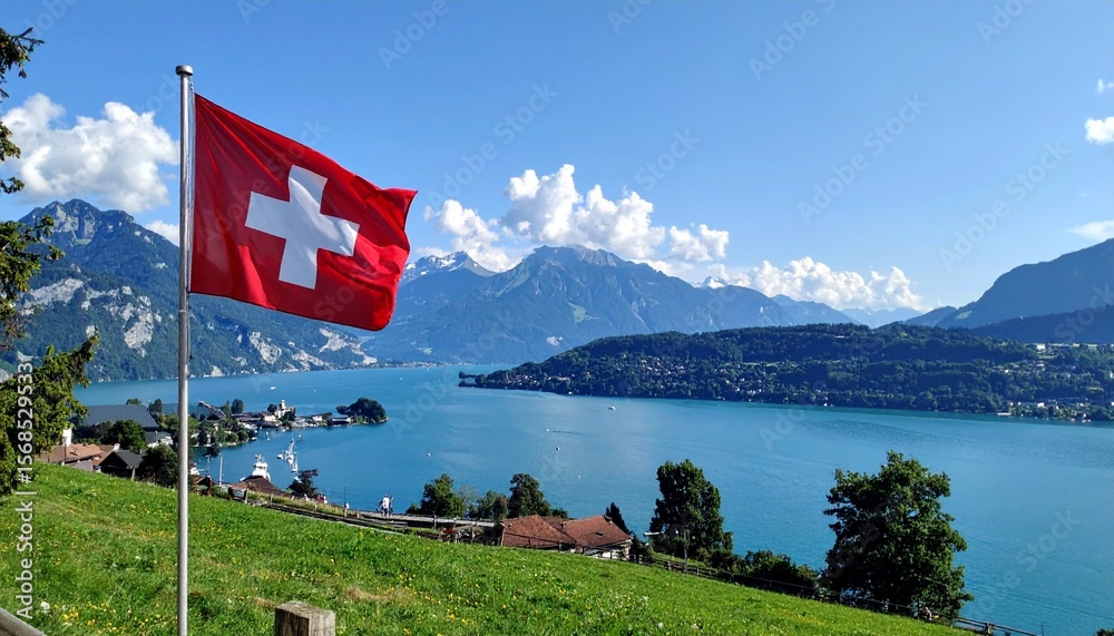 🇨🇭 Switzerland – flag "Red square flag with a white cross – one of the ...