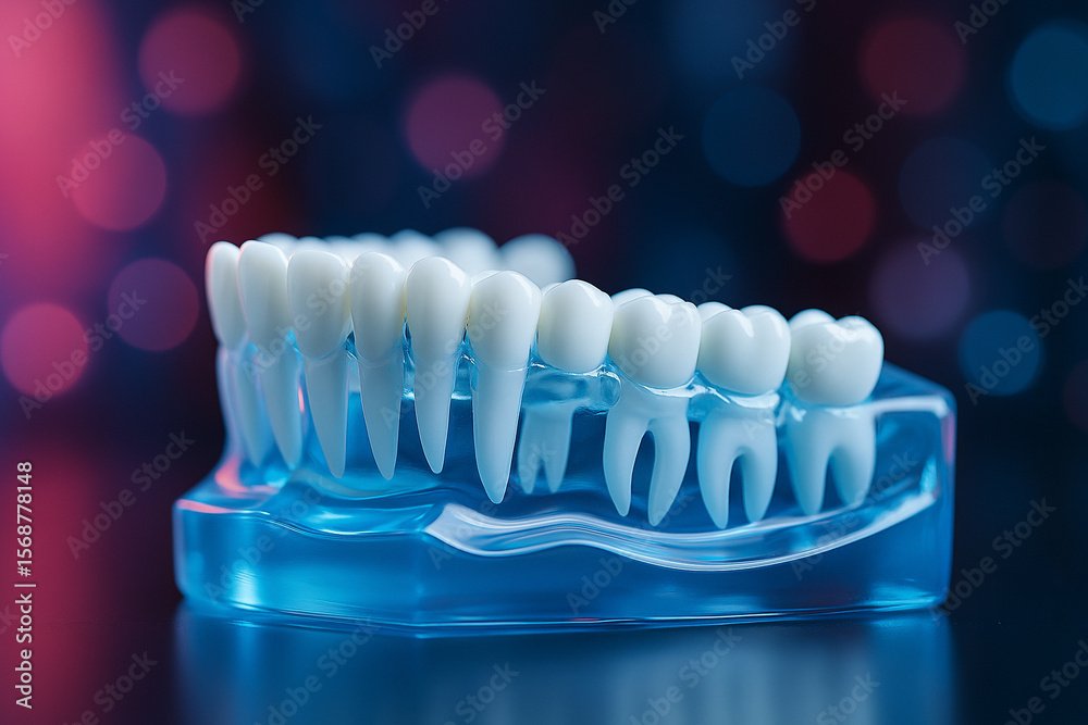 AI generated realistic close up of transparent plastic jaw model ...