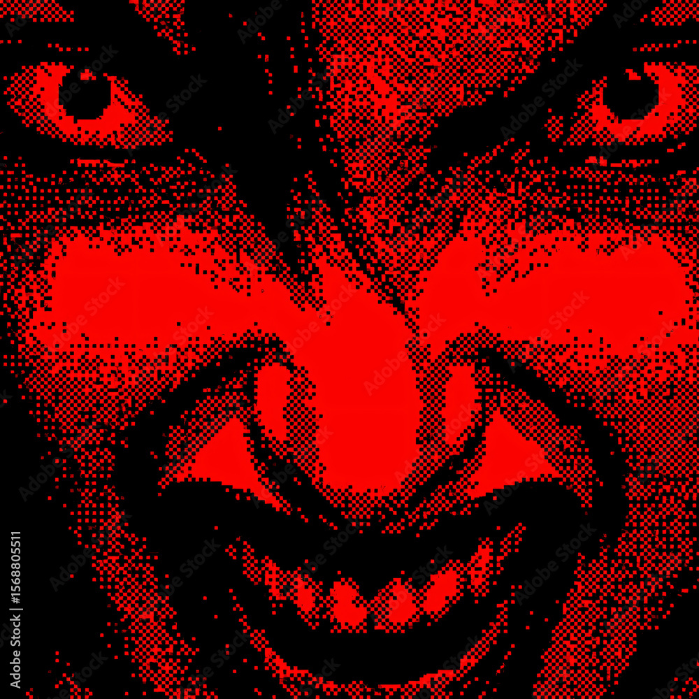 Stock-Illustration „Horror Art Graphic Angry Red Face Emotion Intensity ...