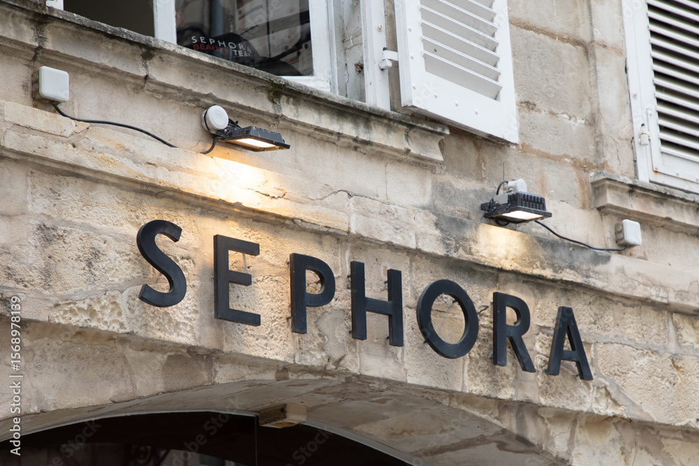 Foto de Stock sephora sign text and brand logo on facade windows wall ...