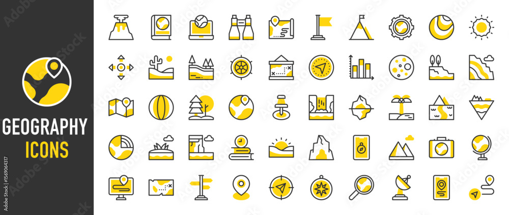 Such as Geography icons. Terrain, Location Pin, Topography, Move ...