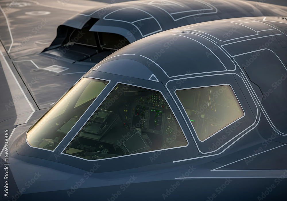 B-2 Spirit Stealth Bombers in Formation Above Clouds Aerial Daytime ...