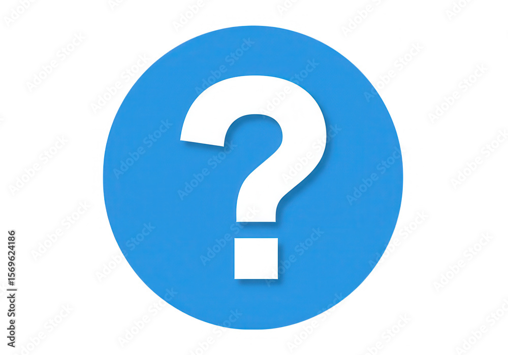 A white question mark inside a blue circle, a symbol for help and ...
